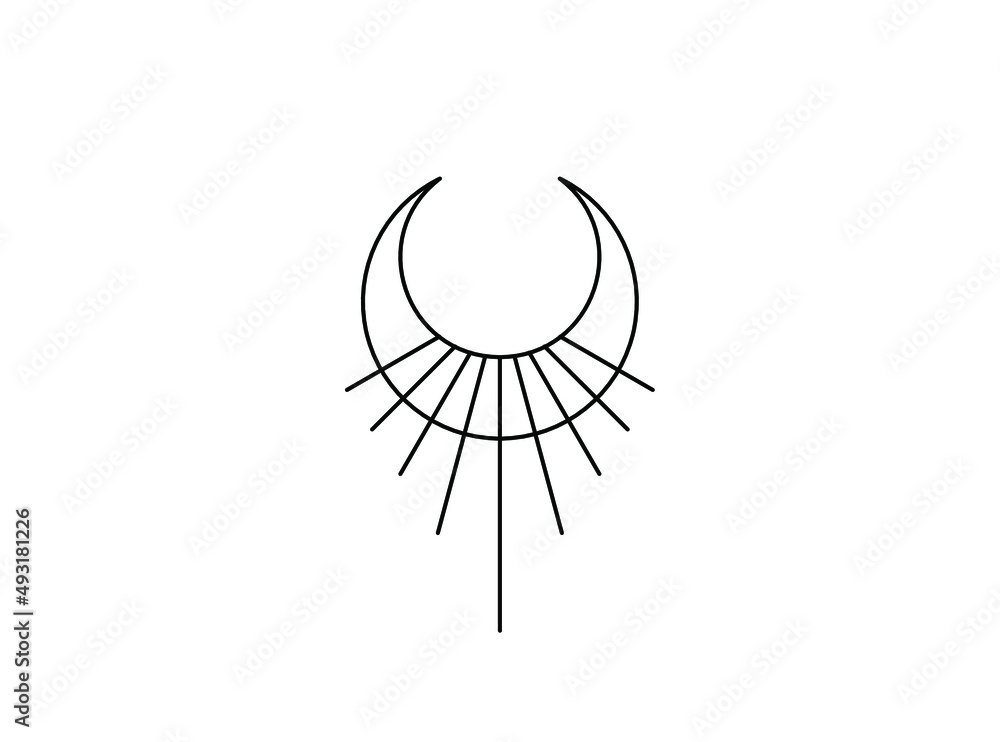 Vector isolated inverted moon symbol with lines abstract contour line ...