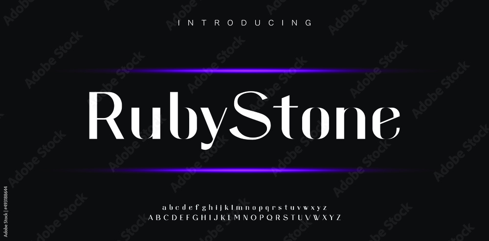 RUBY STONE Luxury minimal modern tech alphabet letter fonts. Typography ...