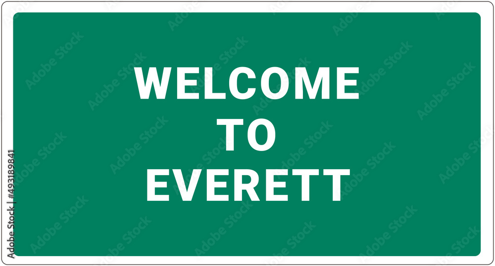 Welcome to Everett. Everett logo on green background. Everett sign ...
