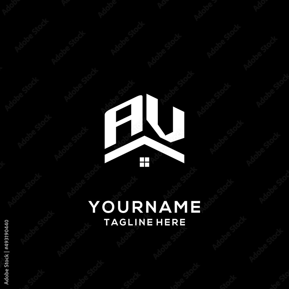 Initial AV logo with abstract home roof, simple and clean real estate ...