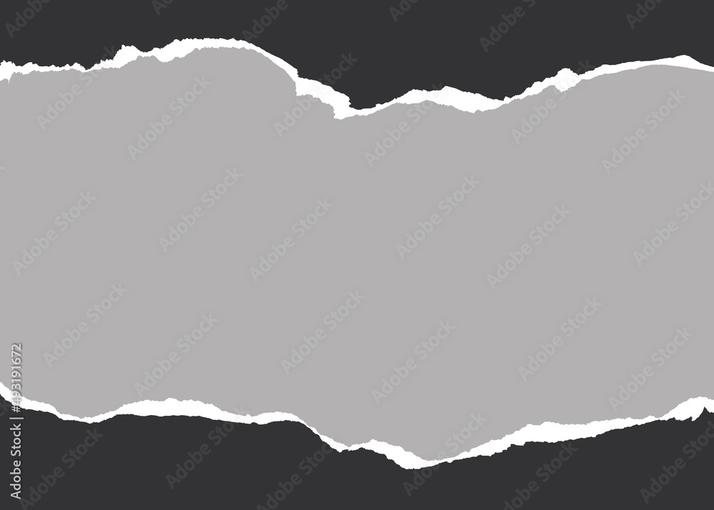Vector template of a torn paper sheet with a torn area in the middle ...