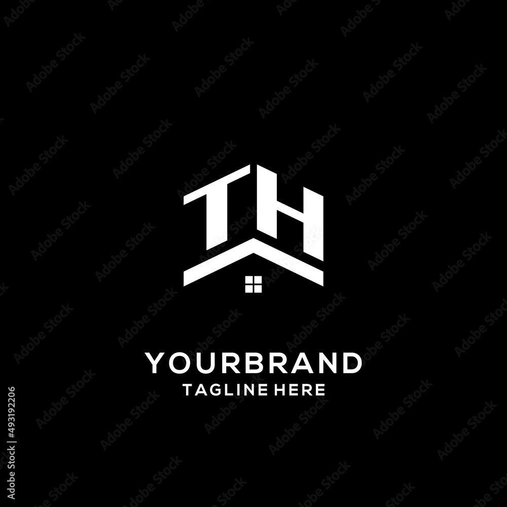 Initial TH logo with abstract home roof, simple and clean real estate ...