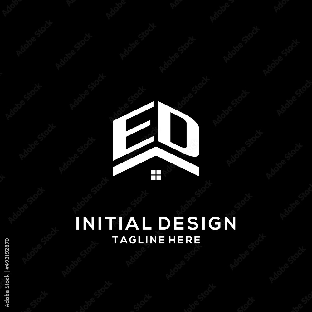 Initial ED logo with abstract home roof, simple and clean real estate ...