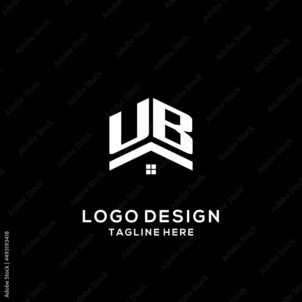 Initial UB logo with abstract home roof, simple and clean real estate ...
