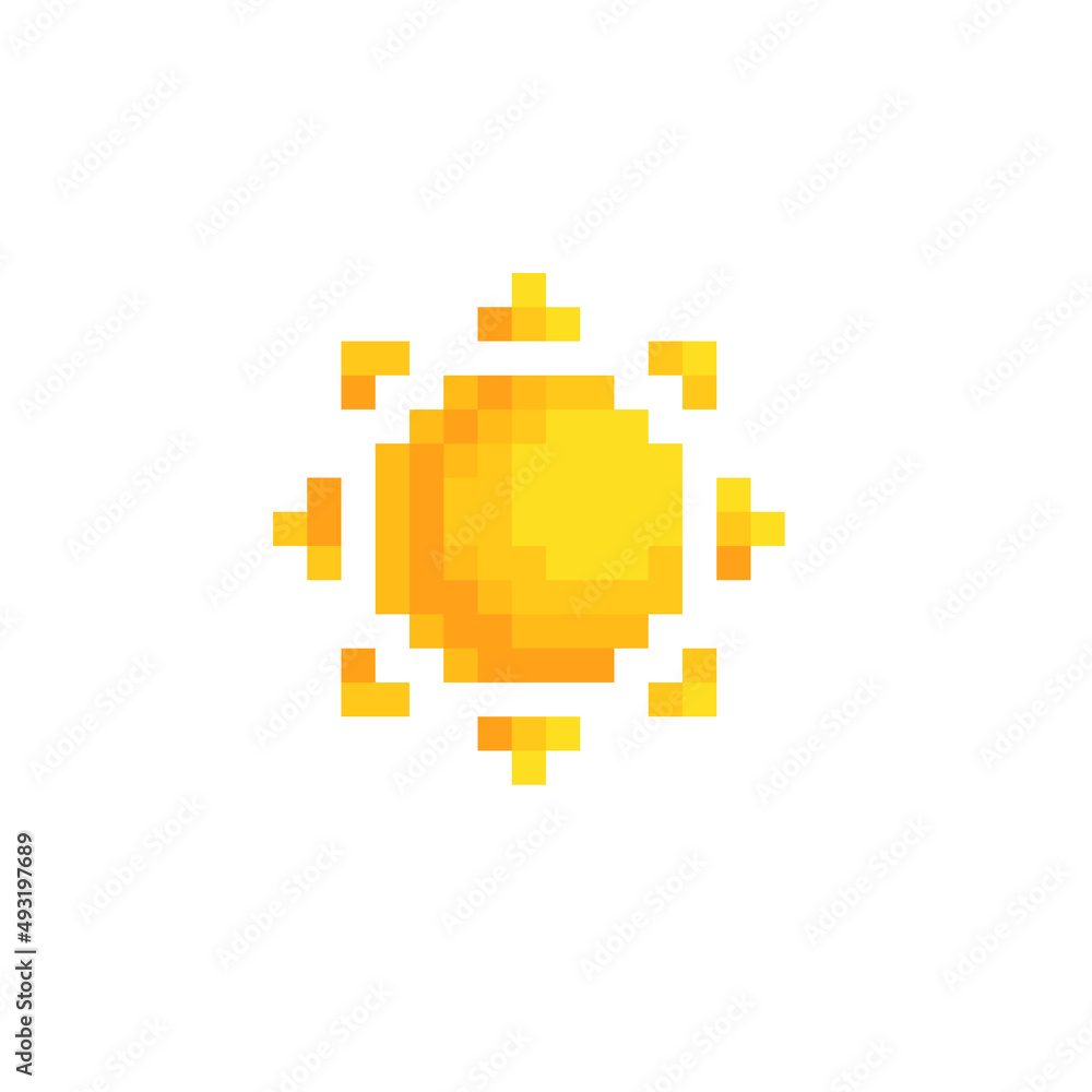 Vektorová grafika „Sun sticker pixel art icon. Design for logo, web ...