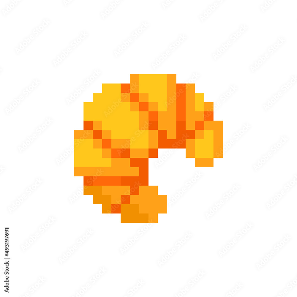 Croissant pixel art icon sweet bun isolated vector illustration. Design ...