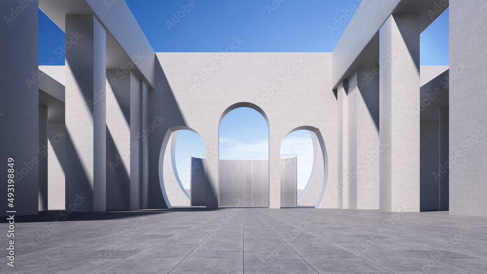 Advanced background High end scenario concrete wall 3D rendering booth ...