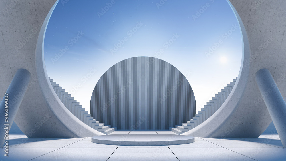 Advanced background High end scenario concrete wall 3D rendering booth ...