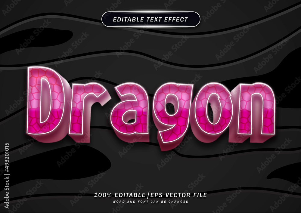 Pink Dragon text style editable effect. Stock Vector | Adobe Stock