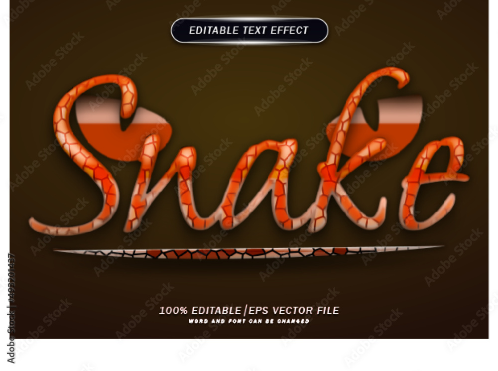 Realistic snake text style effect. editable font effect Stock Vector ...