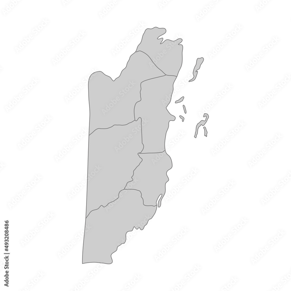 Outline political map of the Belize. High detailed vector illustration ...