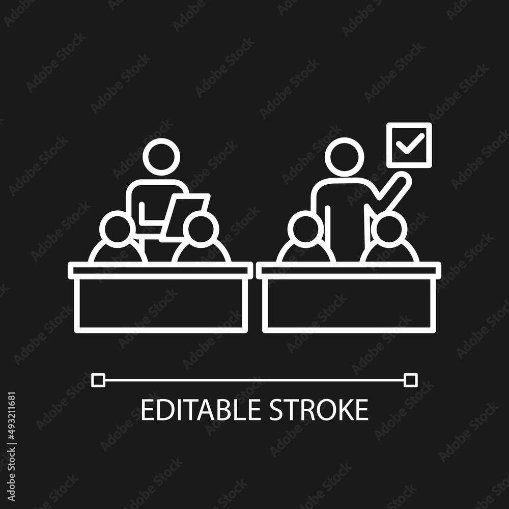 Inclusive education classroom white linear icon for dark theme ...