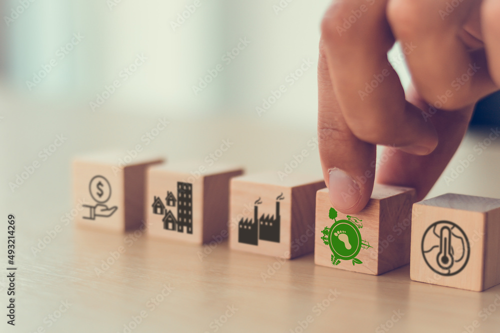 Carbon footprint. Green business concept. Climate changing problems ...