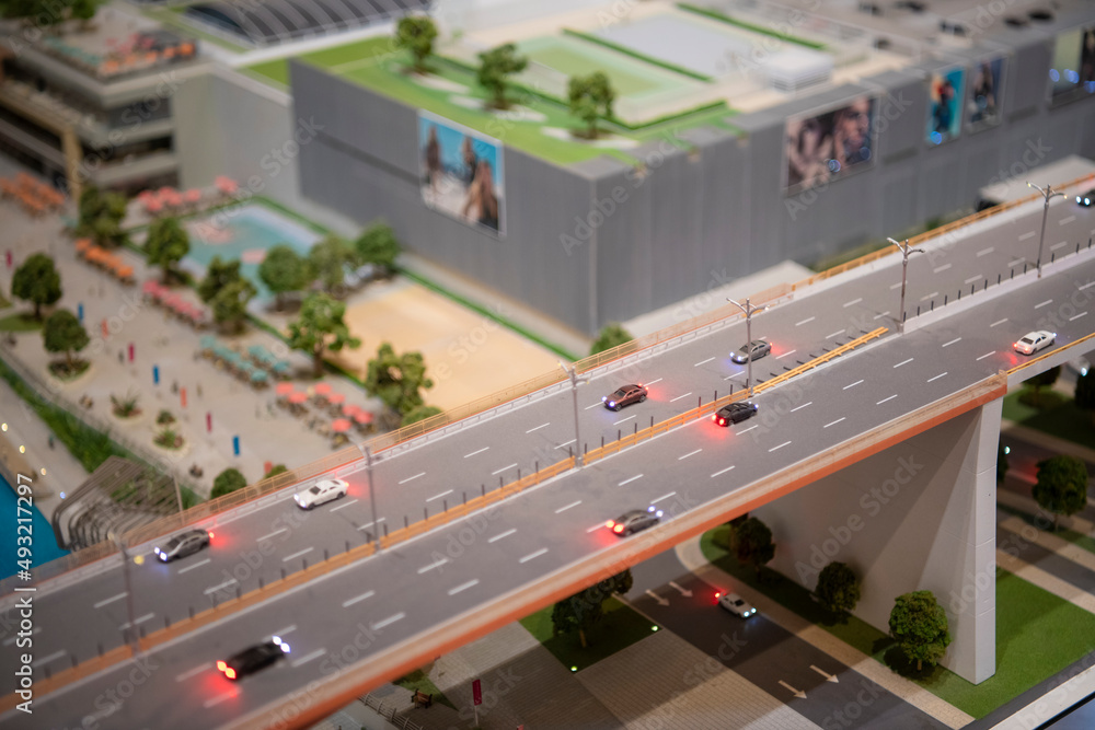 Scale model of a city showing the CBD with modern skyscrapers and high ...