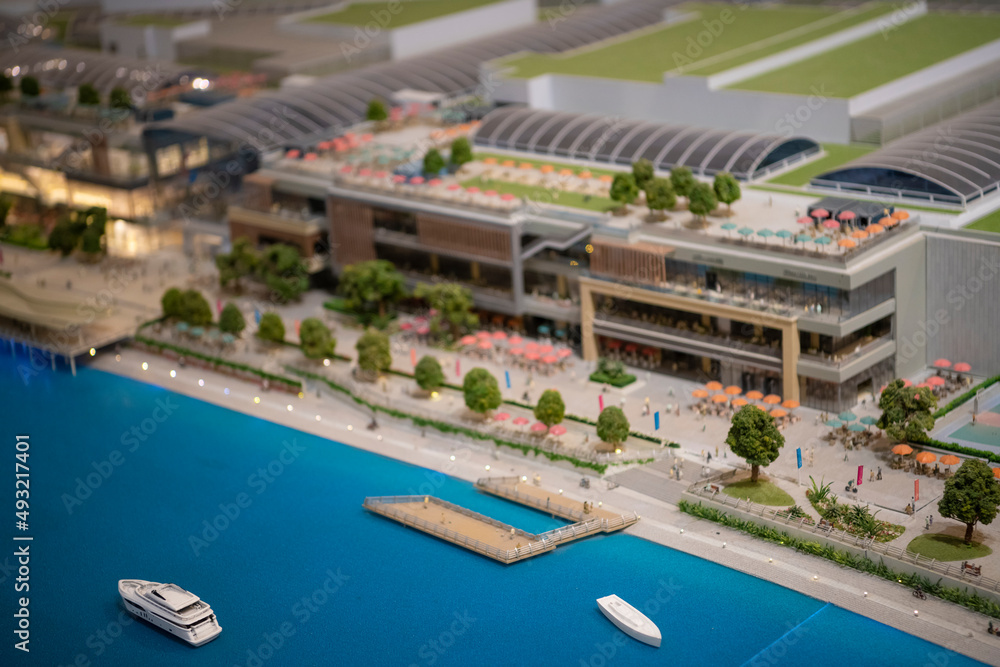 Scale model of a city showing the CBD with modern skyscrapers and high ...