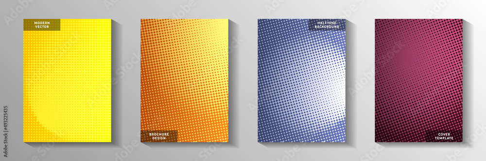 Grunge point faded screen tone front page templates vector kit ...