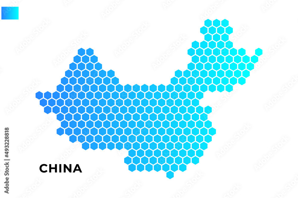 china map digital hexagon shape on white background vector illustration ...