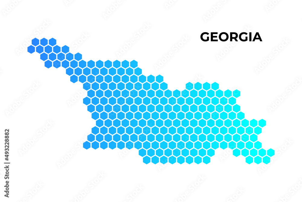 Georgia map digital hexagon shape on white background vector ...