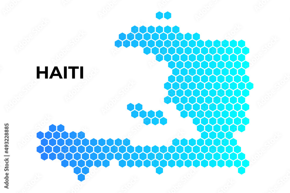 Haiti map digital hexagon shape on white background vector illustration ...