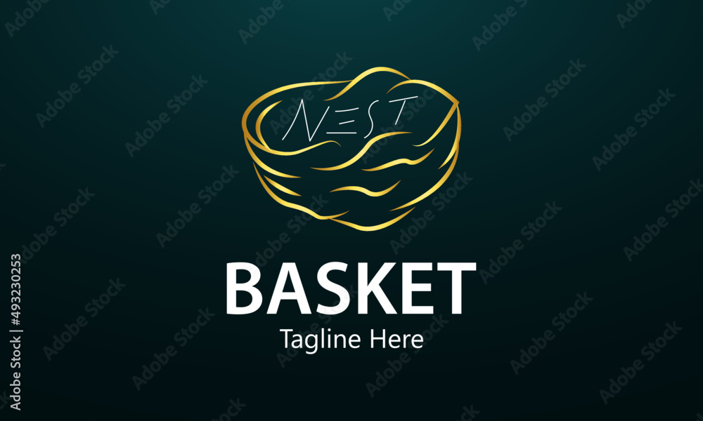 Basket Logo Design Template. Wicker basket outline icon. Stock Vector ...