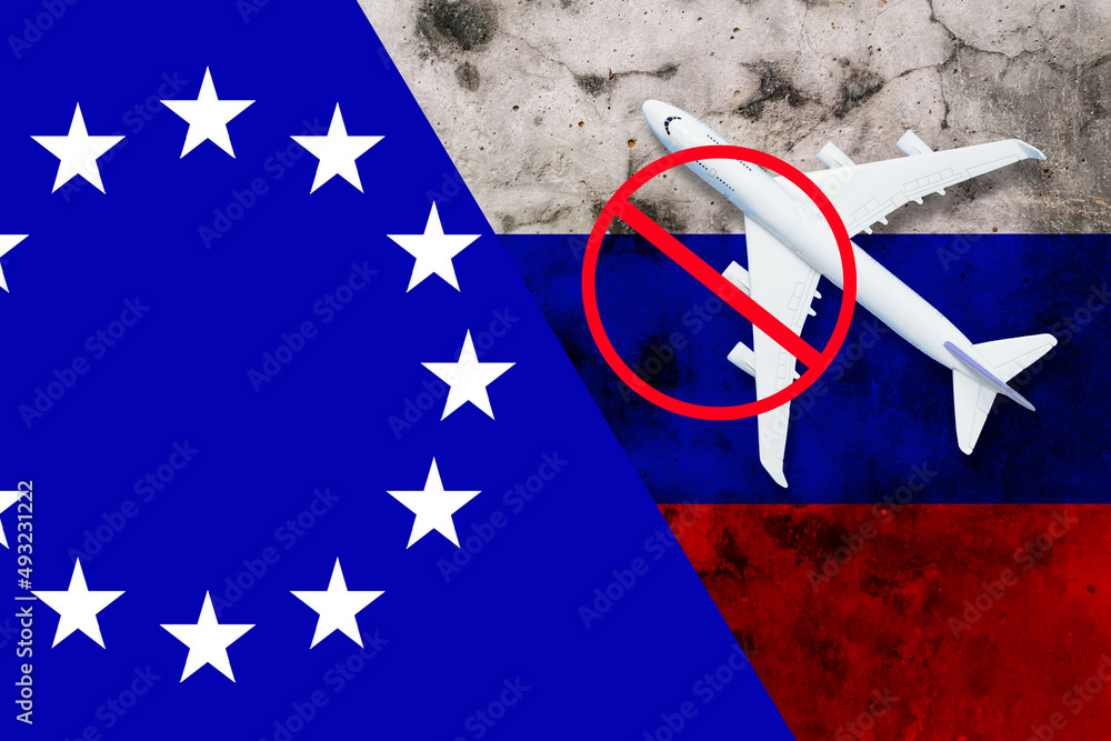 no travel by plane closed sky because of war conflict between Russian ...