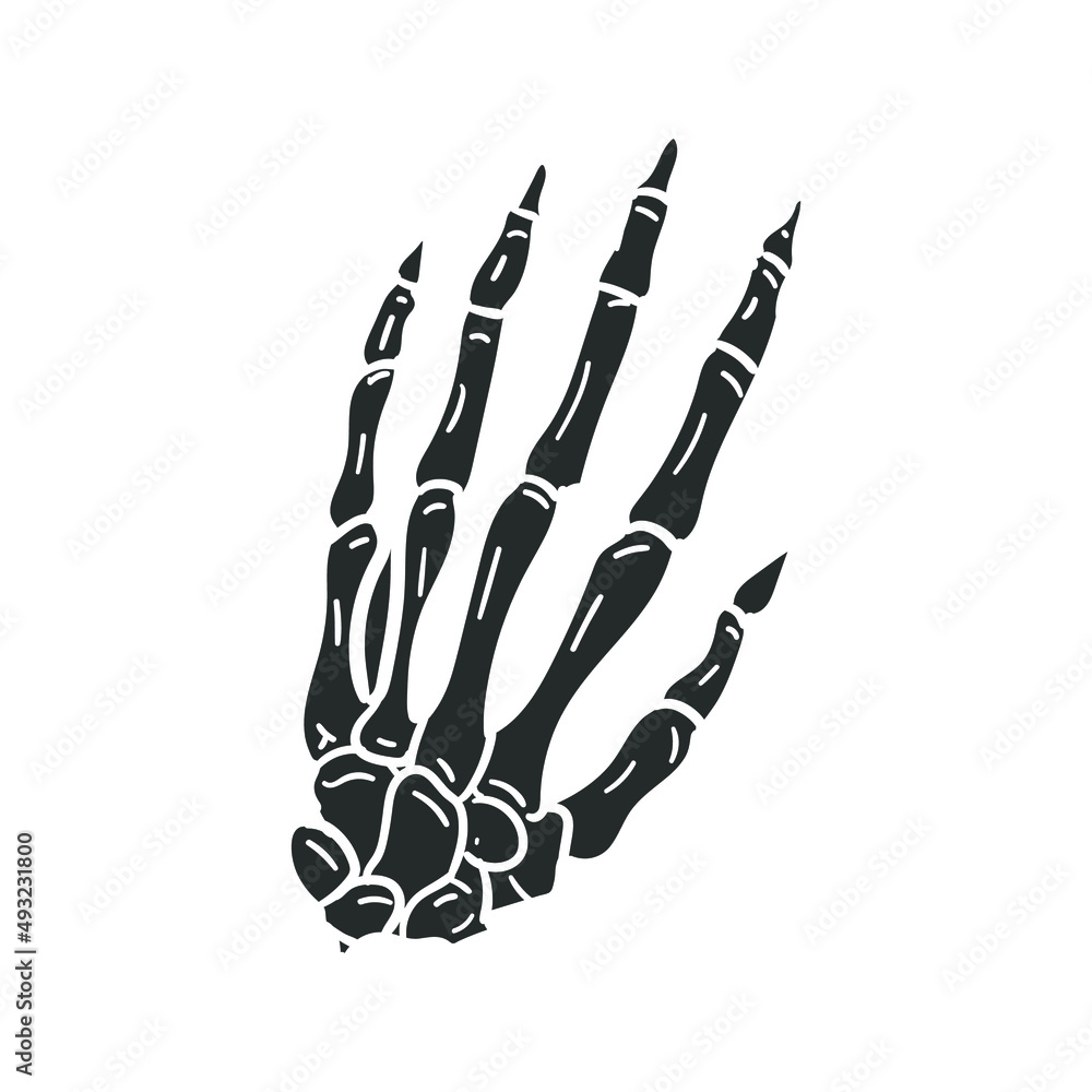 Skeleton Hand Icon Silhouette Illustration. Anatomy Body Bones Vector ...