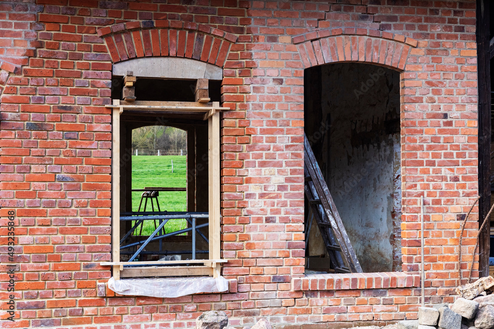Building a Segmental Arch with Old Bricks Stock Photo | Adobe Stock