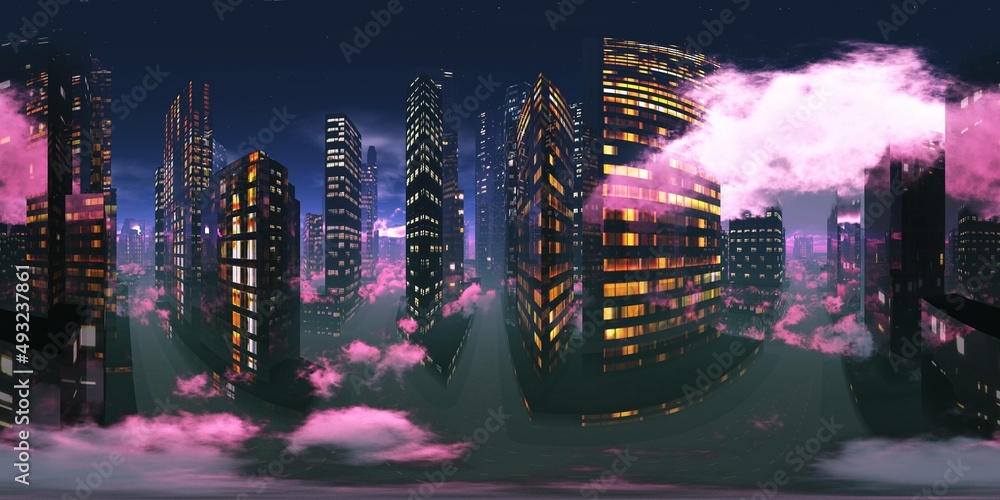 Night city. HDRI . equidistant projection. Spherical panorama. panorama ...