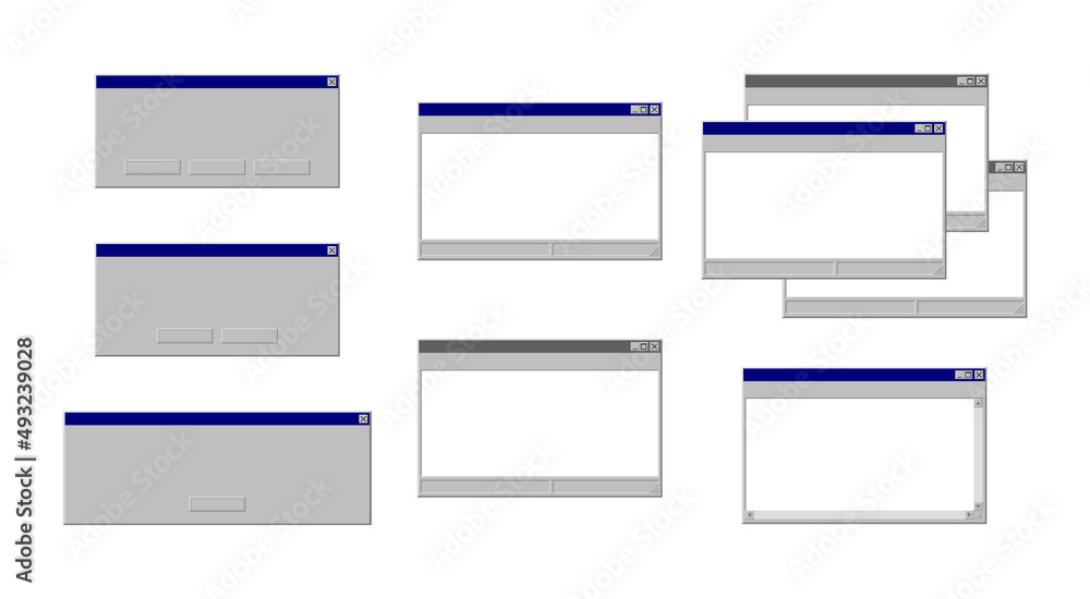 Vettoriale Stock Windows system message templates. Retro 90s PC ...