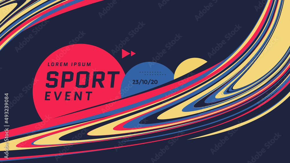 Sports Event poster design with dynamic colorful lines and shapes ...