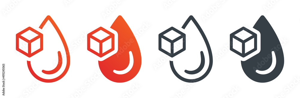 Blood sugar icon set. Blood cell with sugar cube symbol isolated on ...