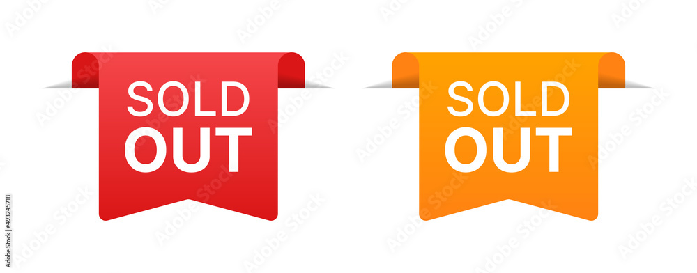 Sold out ribbon banner vector illustration. Stock Vector | Adobe Stock