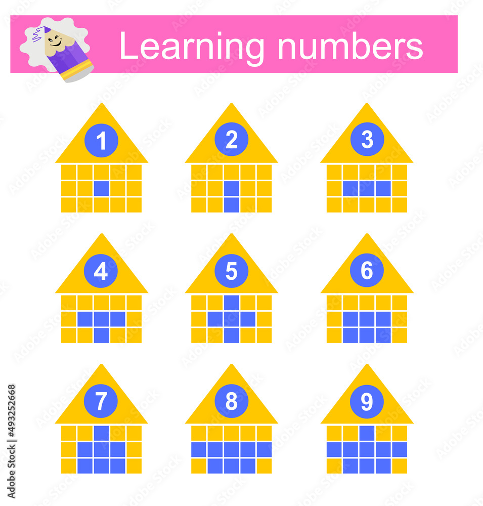 Learning numbers. The set of numbers for preschool kids. Printable ...