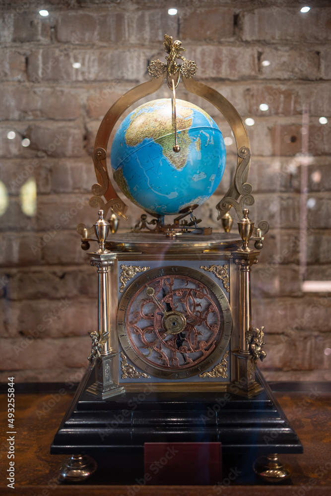 Four Dial Astronomical Clock with Terrestrial Globe Stock Photo | Adobe ...