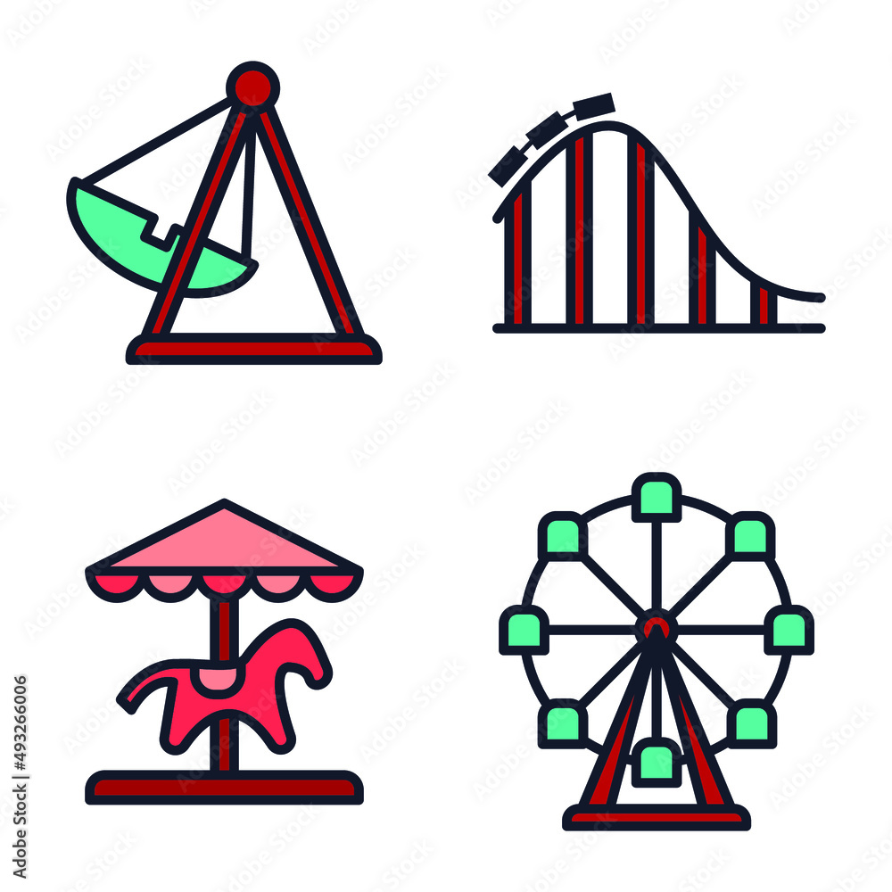 Amusement Park set icon symbol template for graphic and web design ...