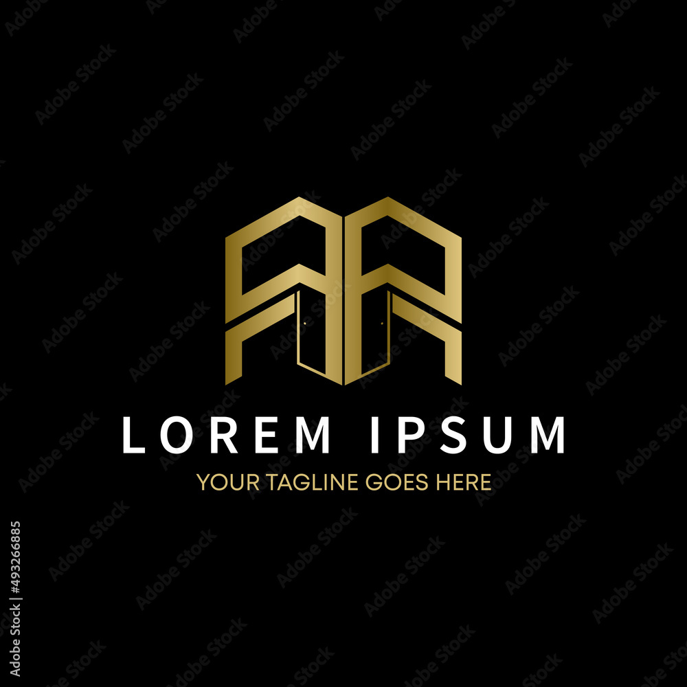 Unique and simple letter or word RR or double R font with 2 windows ...