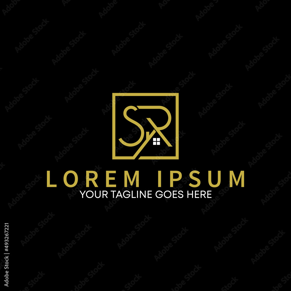 letter or word SR font with roof house and window image graphic icon ...