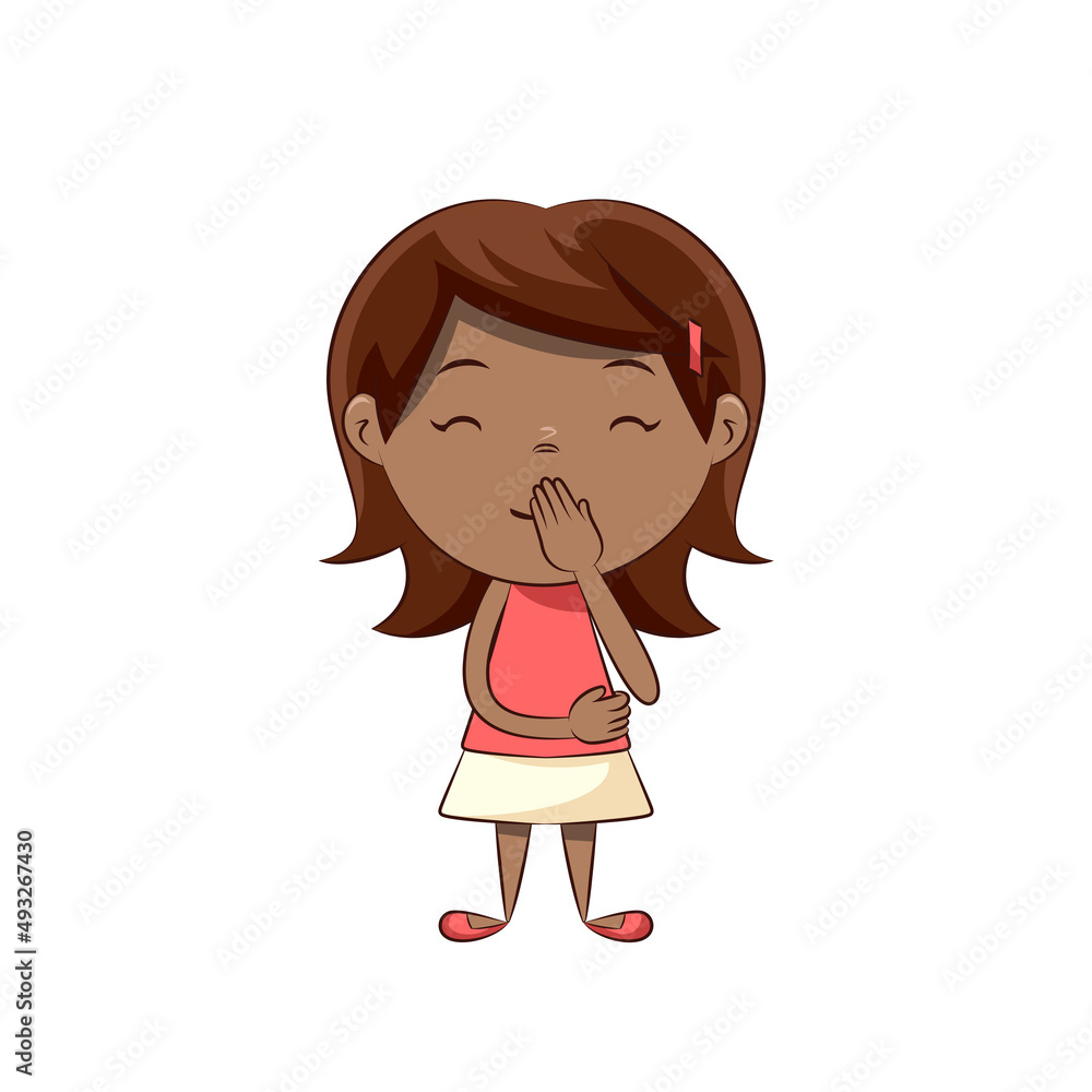 Little girl hiding laugh Stock Vector | Adobe Stock