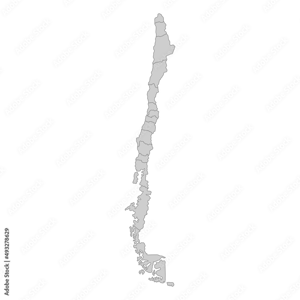 Outline political map of the Chile. High detailed vector illustration ...