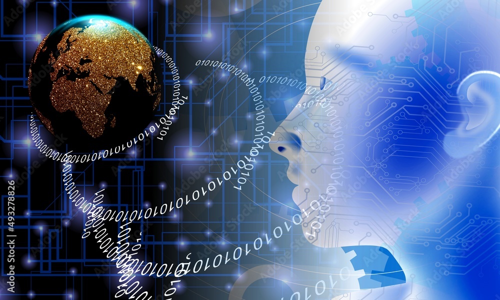 Binary matrix code on the screen. numbers of the computer matrix. The ...