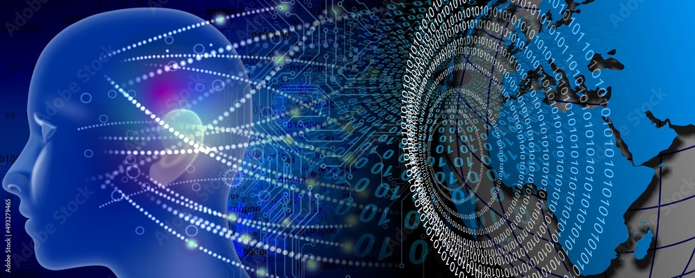 Binary matrix code on the screen. numbers of the computer matrix. The ...