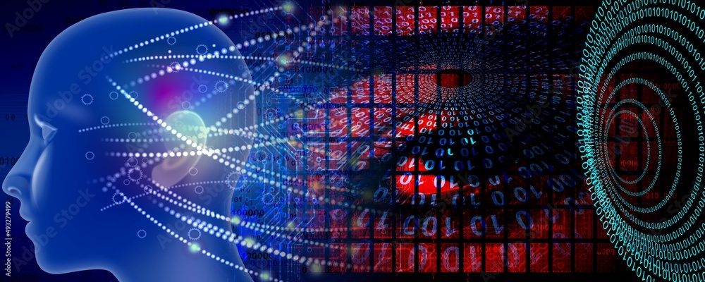 Poster Binary Code Background, artificial intelligence Digital eye Abstract technology ...