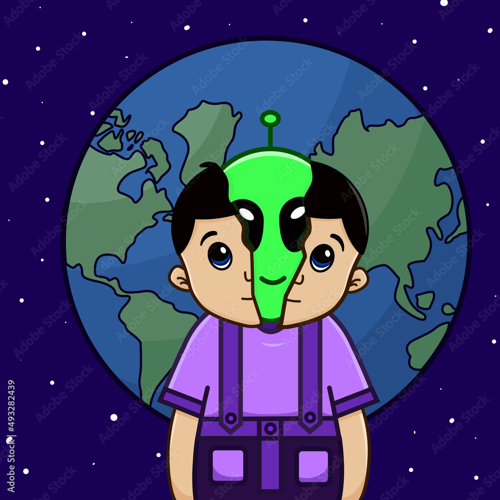 Alien human. Alien masquerading as a human. Against the backdrop of the ...