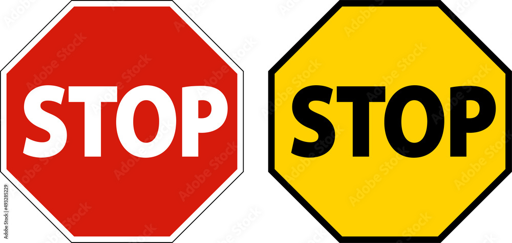 Stop Safety Sign On White Background Stock Vector | Adobe Stock