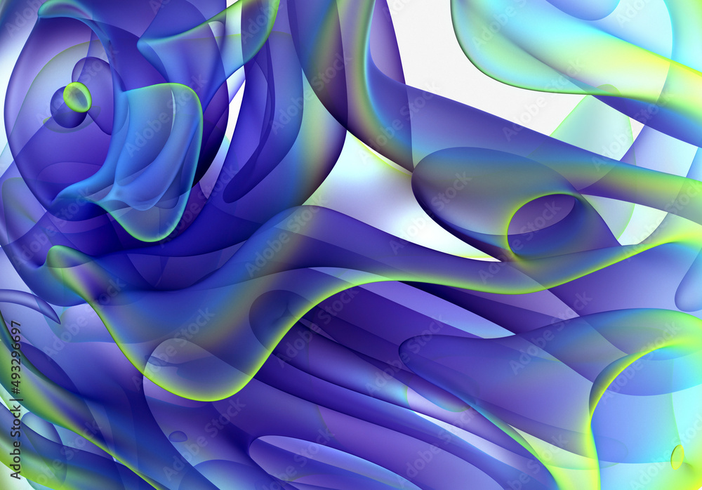 3d render of abstract art surreal alien flower in organic curve round ...