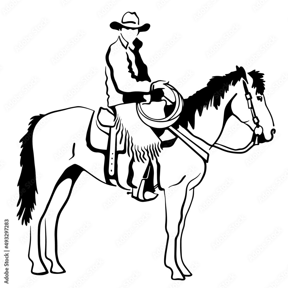 vector cowboy riding horse. Western riding vector Stock Vector | Adobe ...