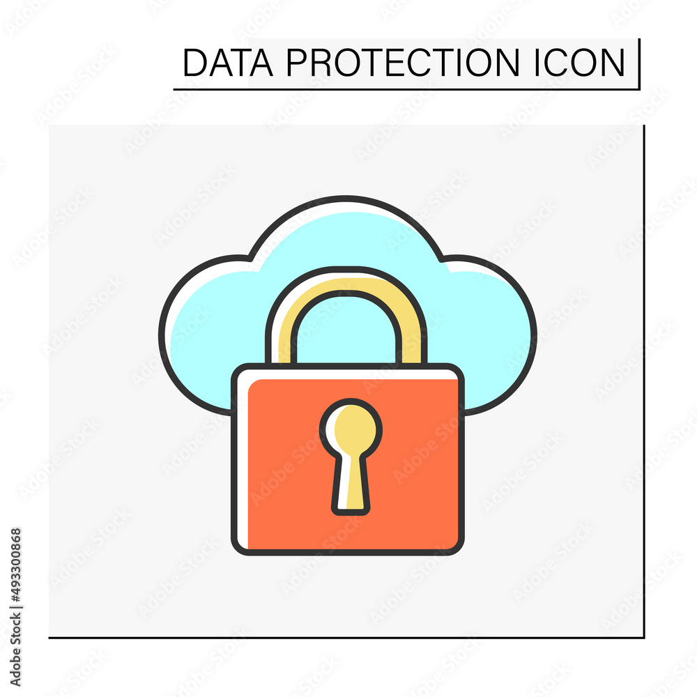 Cloud storage color icon. Security and policy-based control. Protect ...