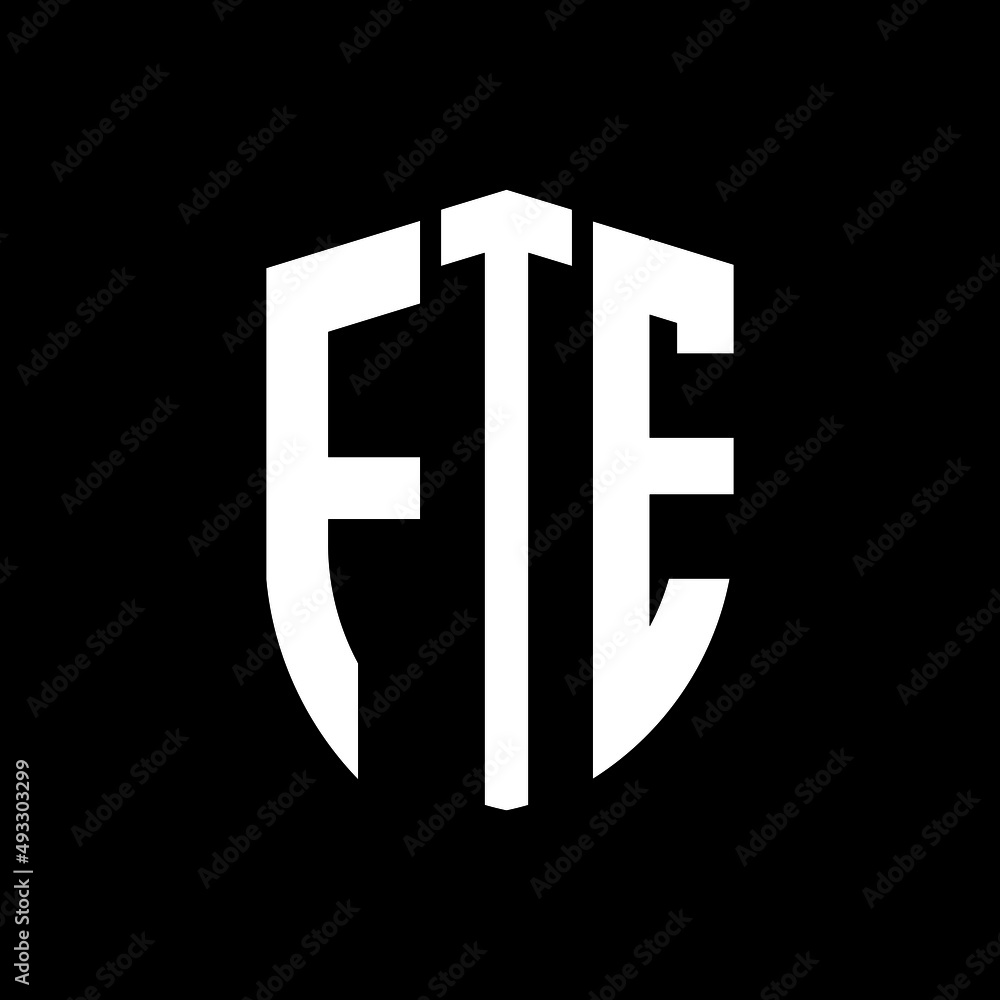 FTE letter logo design. FTE modern letter logo with black background ...