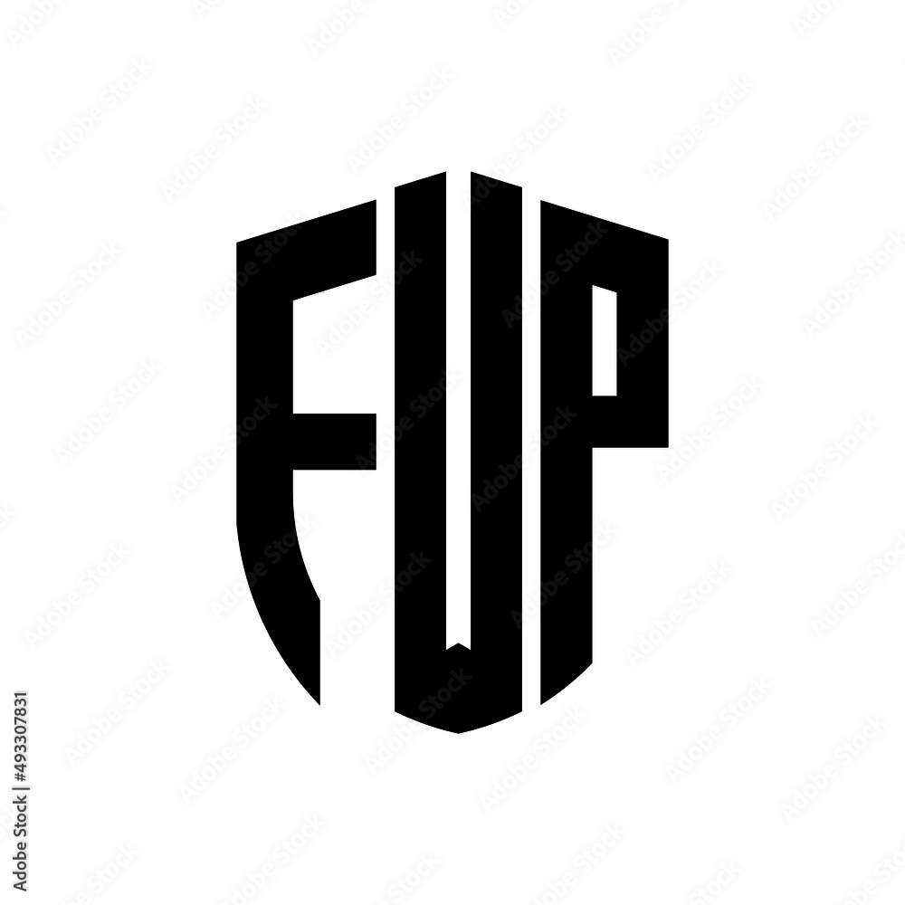FWP letter logo design. FWP modern letter logo with black background ...
