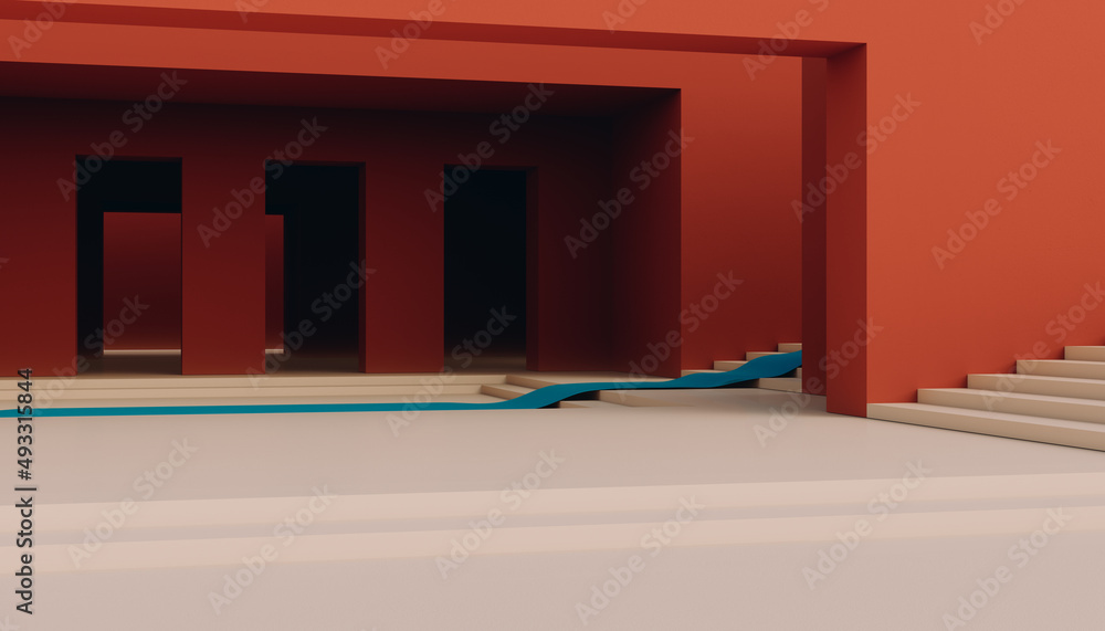 Red architectural minimal site Stock Photo | Adobe Stock